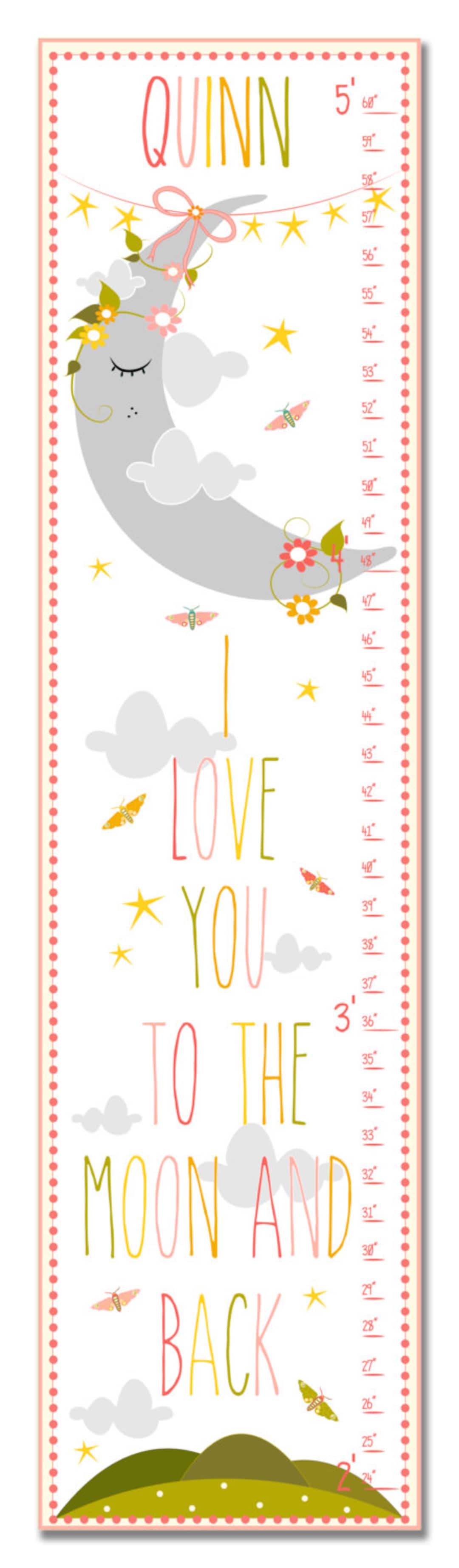 Personalized Growth Chart: I Love You to the Moon - Canvas Wall Art - Etsy