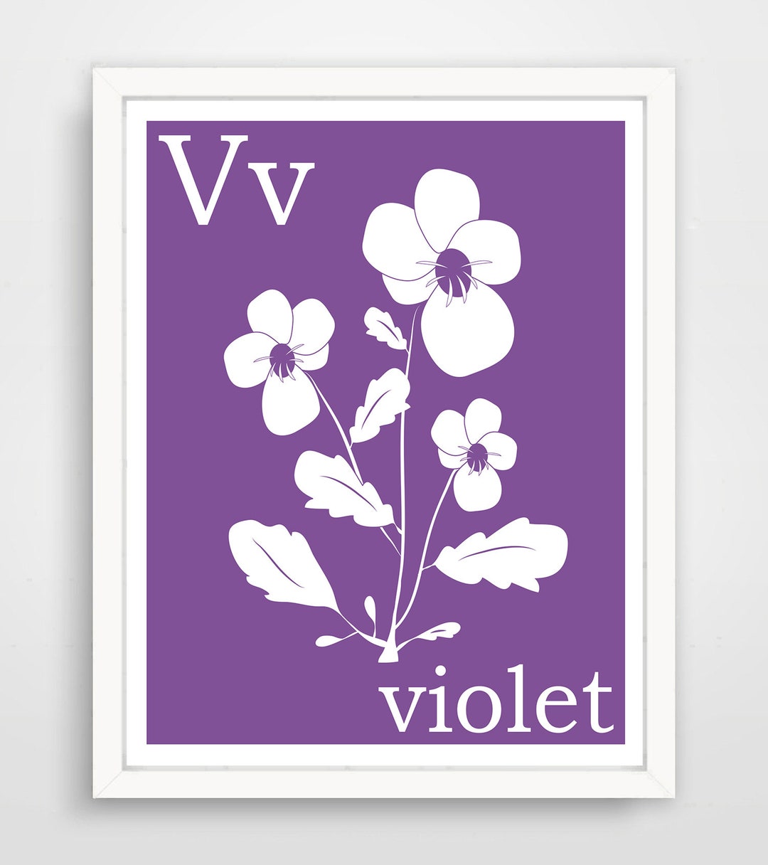 Kids Wall Art, Nursery Decor, Violet, Violet Flower, Alphabet Wall Art ...