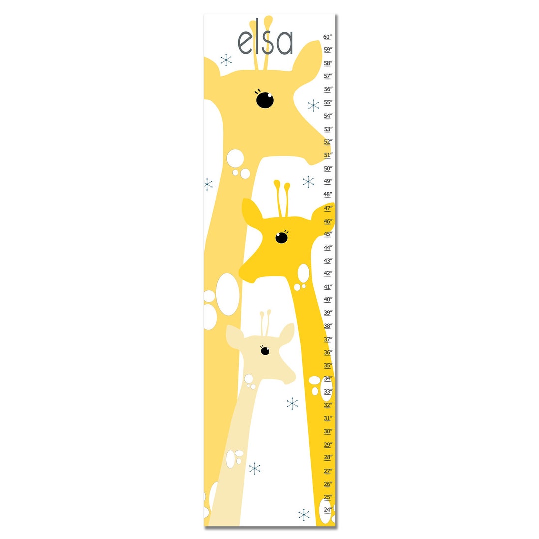 Growth Chart, Giraffe Growth Chart, Yellow Giraffe Growth Chart, Custom ...