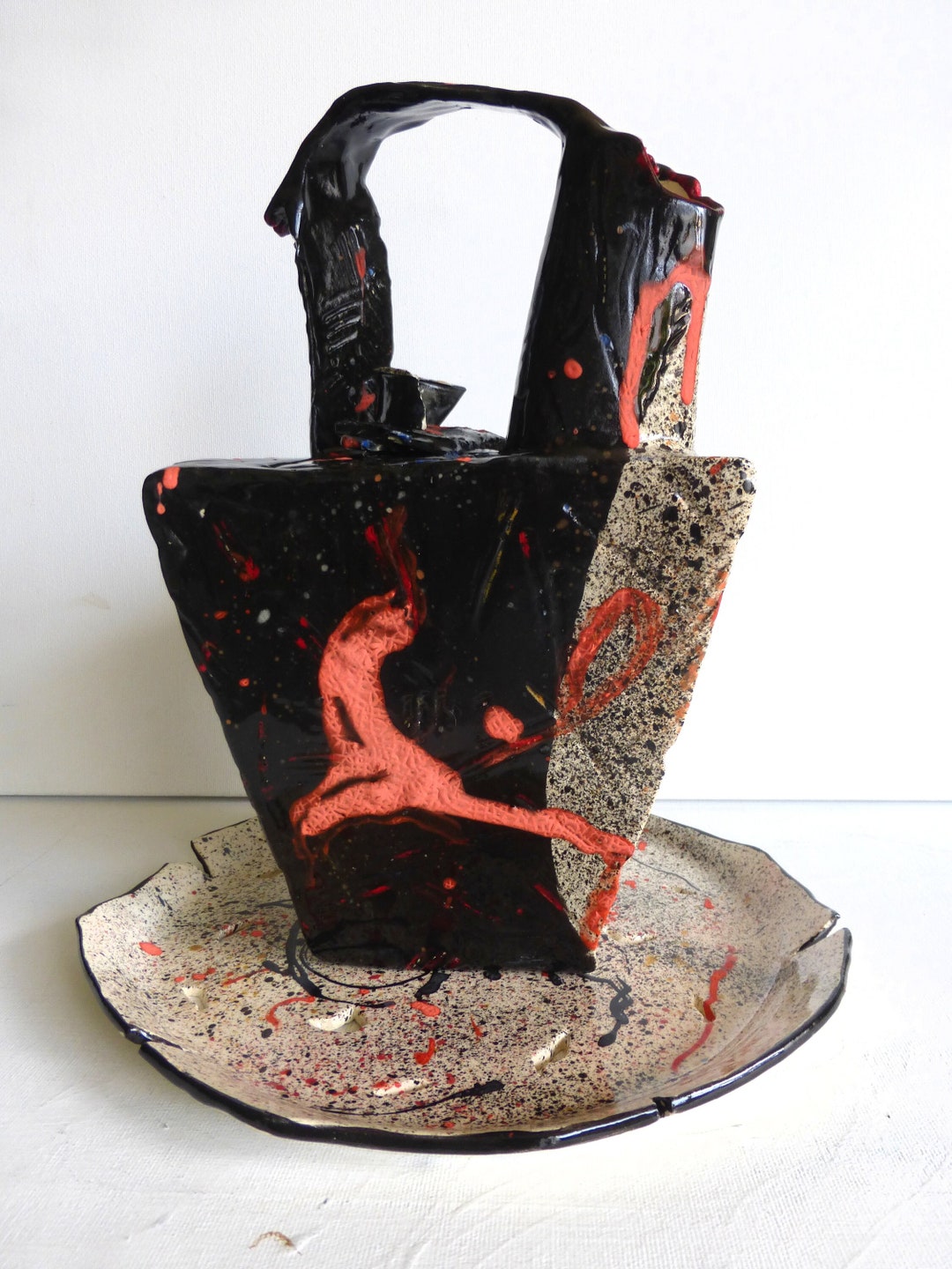 Ceramics Teapot Set Ceramic Black Red White Unique Funky Quirky ...