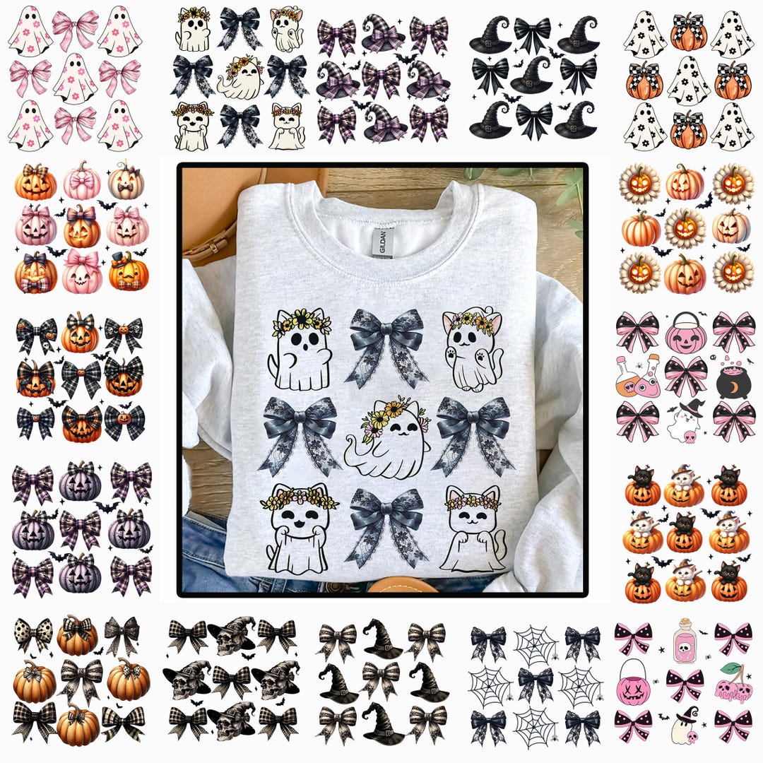 Bundle Coquette Bow Halloween Png, Halloween Pumpkin Png, Spooky Season ...