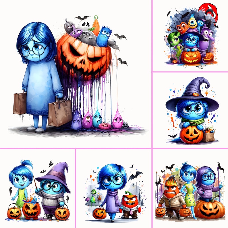 30 Funny Inside Out Halloween PNG, Inside Out Characters Splash and ...