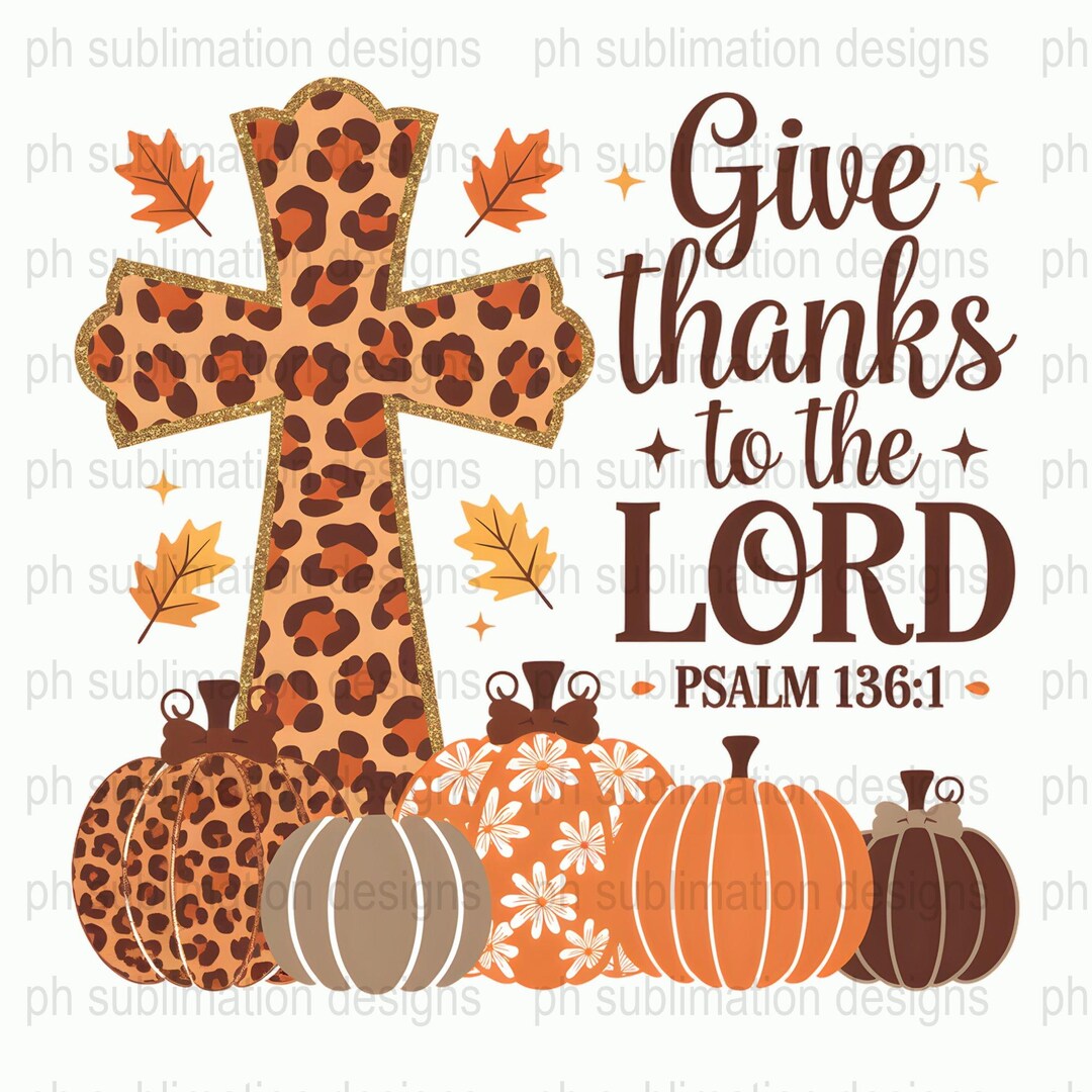 Boho Floral Christian Png, Give Thanks to the Lord Png, Christian ...