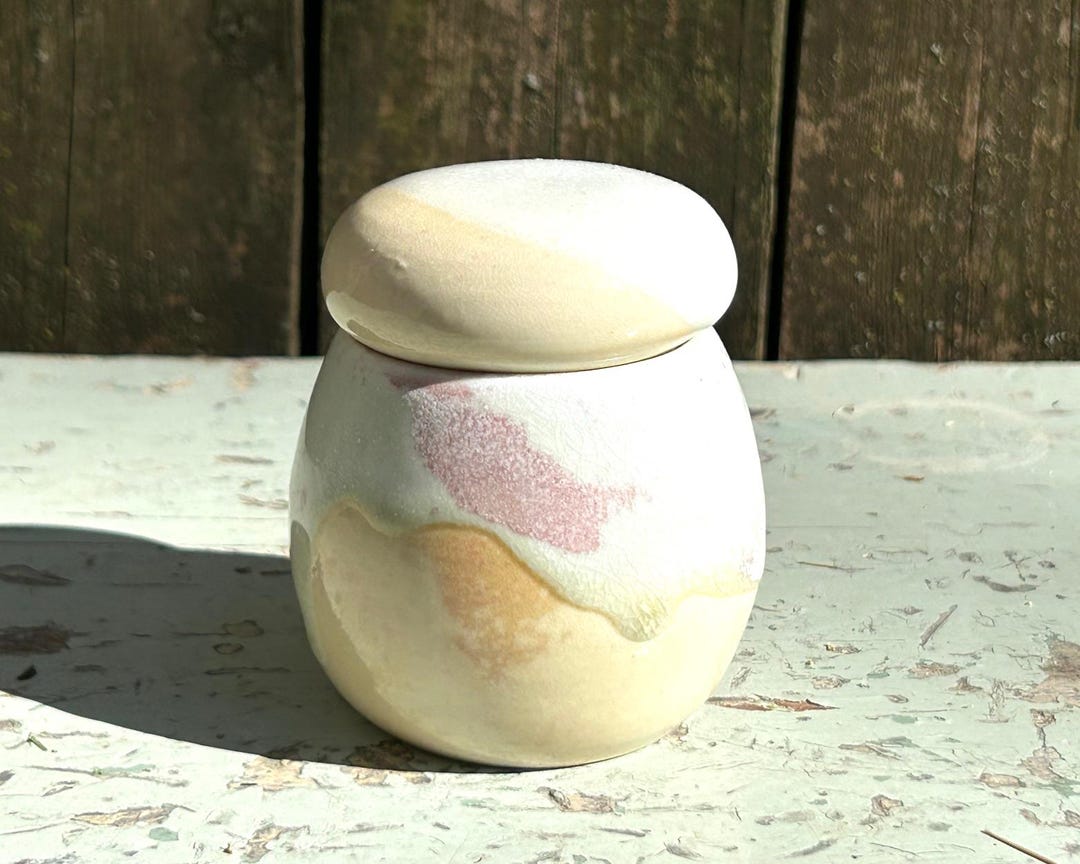 Small Soda Fired Fired Jar, 3 Inches Tall, Wheel Thrown, White and Pink ...