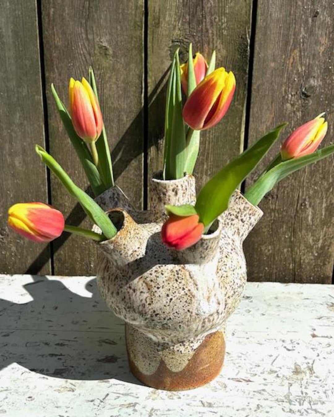 Handmade Multi-stem Vase, 6.5 Inches High, Wheel-thrown + Altered ...