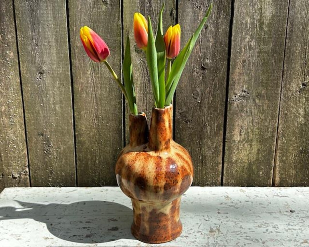 Handmade Multi-stem Vase, 7.75 Inches High, Wheel-thrown and Altered ...