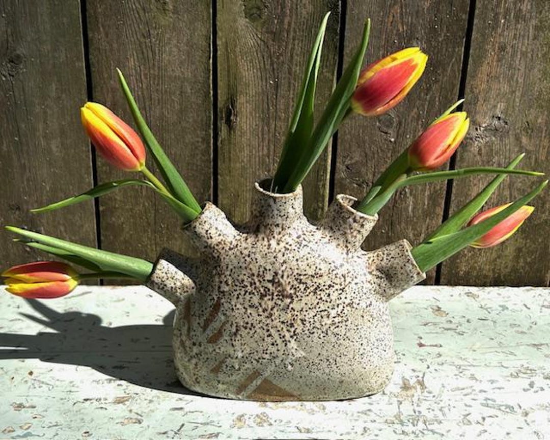 Handmade Multi-stem Vase, 5.5 Inches High, Wheel-thrown and Altered ...