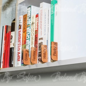 Book Shelf Dividers, Book Genre Dividers, Wooden Dividers, Home Library ...