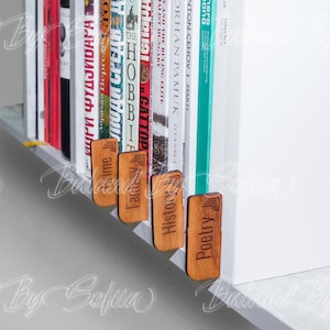 Book Shelf Dividers, Book Genre Dividers, Wooden Dividers, Home Library ...