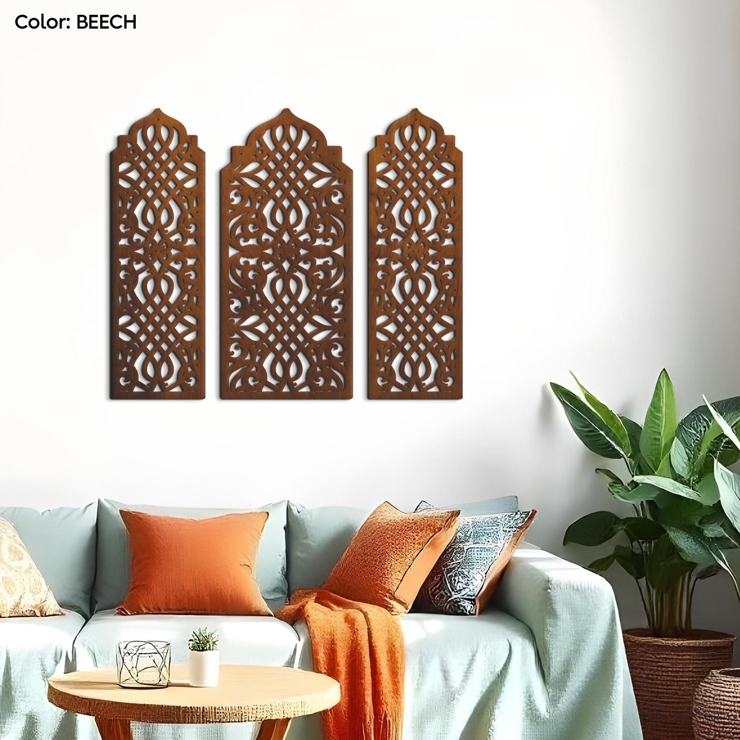 Moroccan Wall Panels Set, Islamic Wall Art Triptych, Moroccan Wood ...