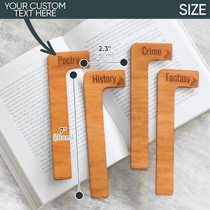 Book Shelf Dividers, Book Genre Dividers, Wooden Dividers, Home Library ...