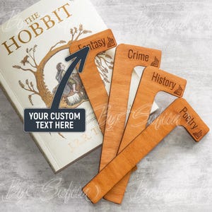 Book Shelf Dividers, Book Genre Separators, Wooden Dividers,library ...
