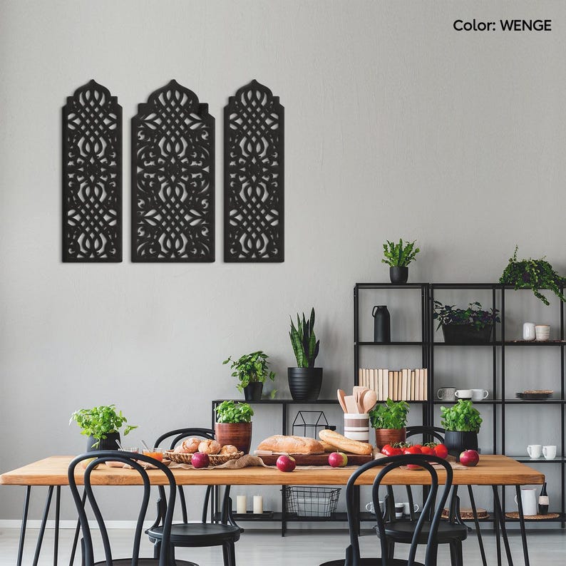 Moroccan Wall Panels Set, Islamic Wall Art Triptych, Moroccan Wood ...