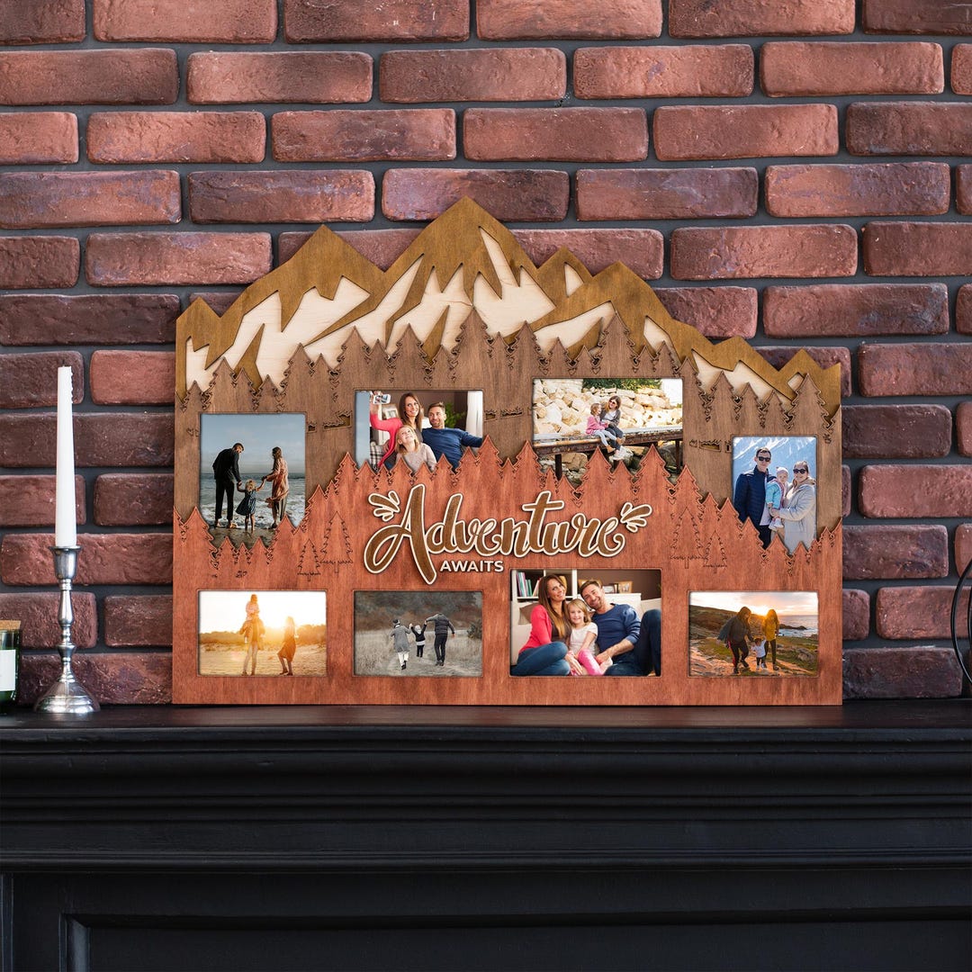 Adventure Awaits Collage Frame, Wood Collage Picture Frames ...