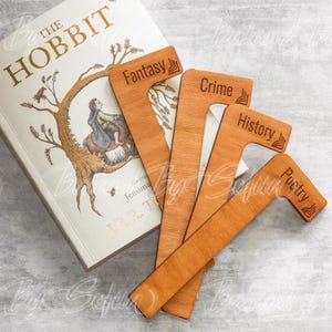 Book Shelf Dividers, Book Genre Dividers, Wooden Dividers, Home Library ...