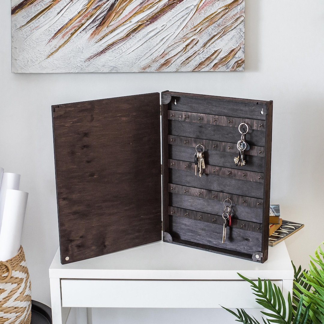 Key Wall Cabinet, Key Wall Holder, Wooden Key Box Wall Mount, Key ...