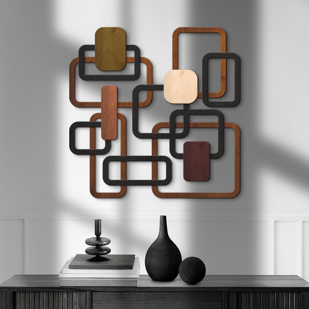 Atomic Wood Wall Art, Mid Century Modern Decor, Retro Wooden Wall ...
