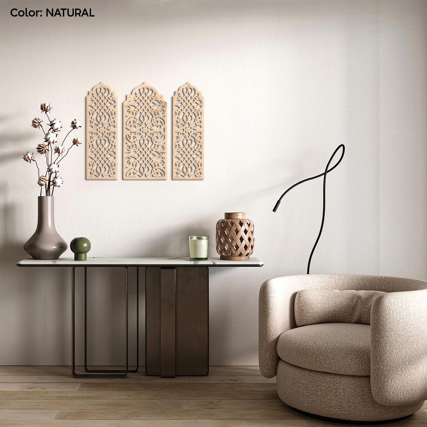 Moroccan Wall Panels Set, Islamic Wall Art Triptych, Moroccan Wood ...