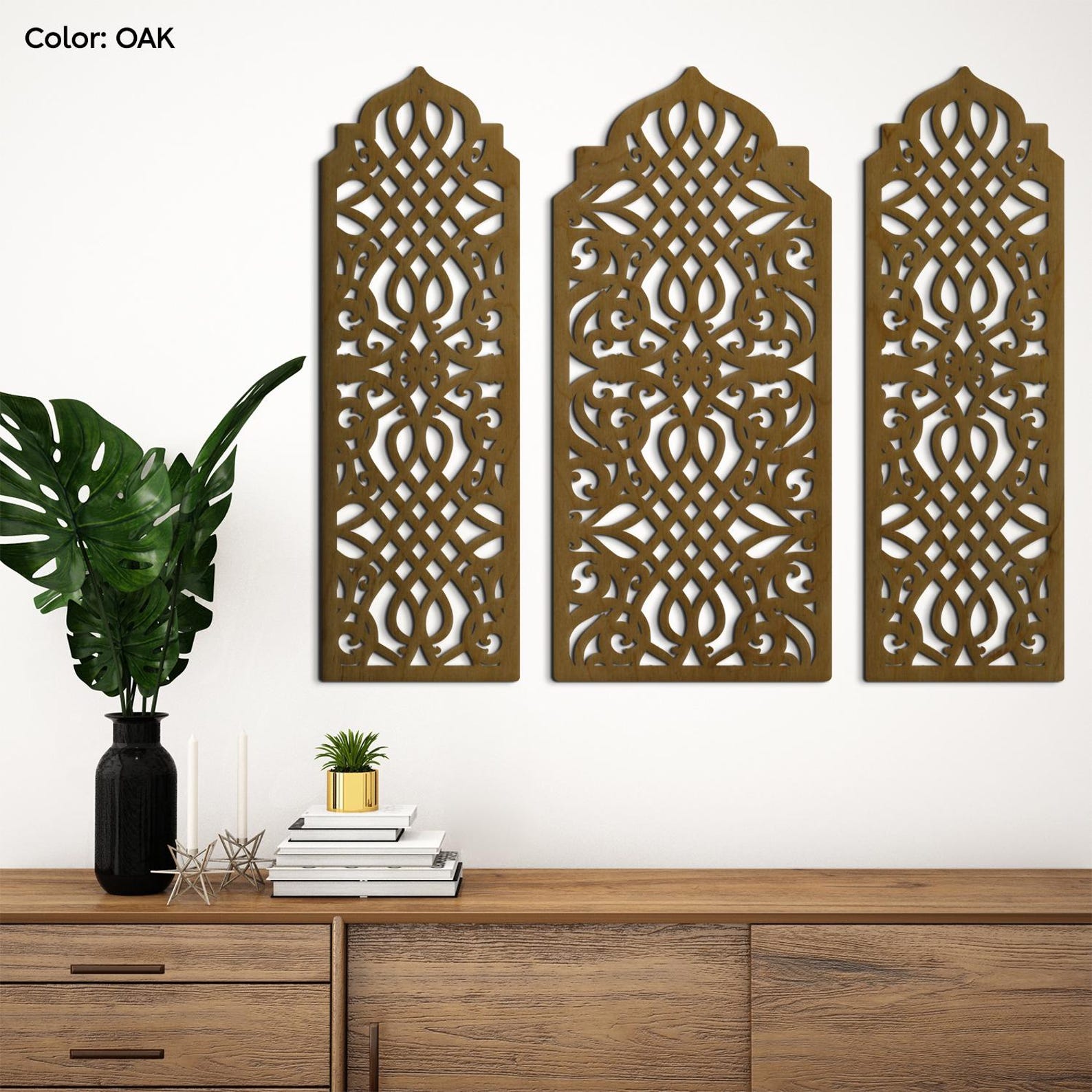 Moroccan Wall Panels Set, Islamic Wall Art Triptych, Moroccan Wood ...