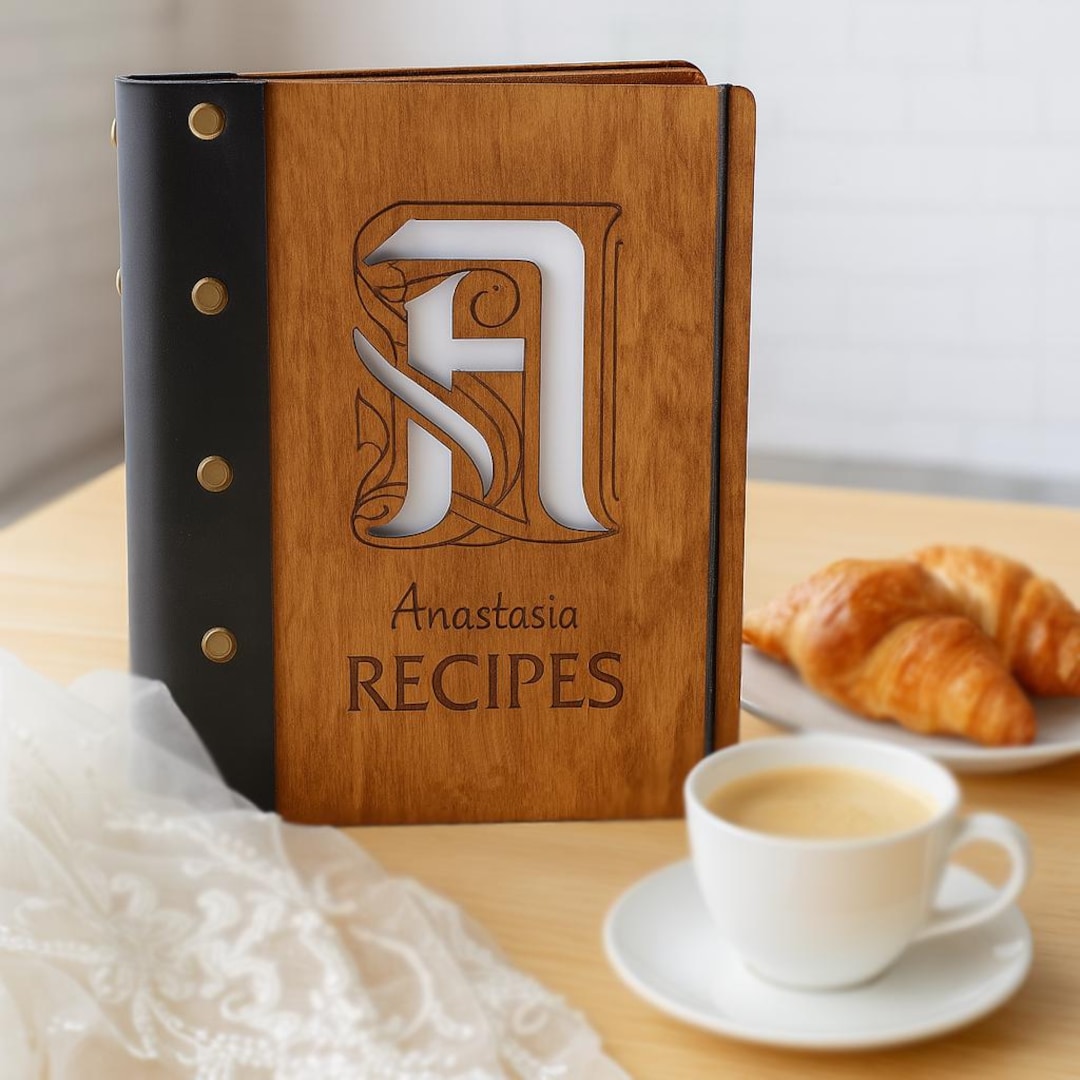 Custom Recipe Book Binder, Personalized Wood Recipe Organizer, Engraved ...