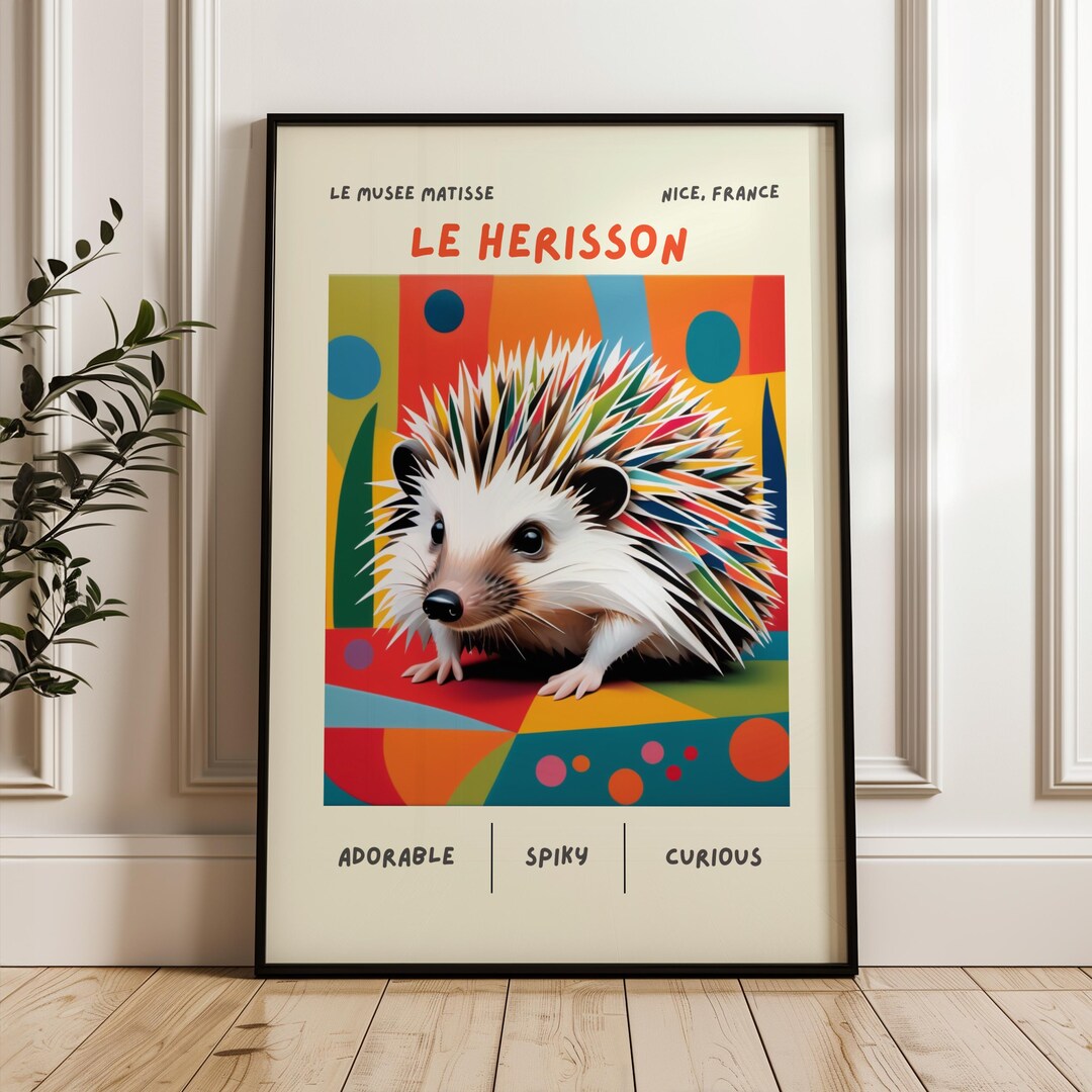 Le Hérisson French Hedgehog Poster, Colorful Matisse-style Animal Art ...