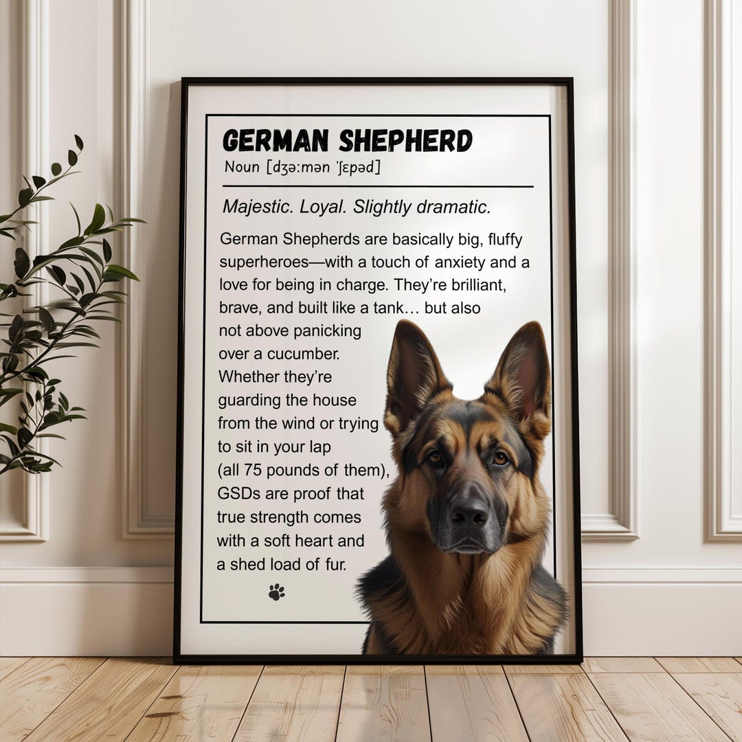 German Shepherd Definition Wall Art Print, Dog Lover Poster, Alsation ...