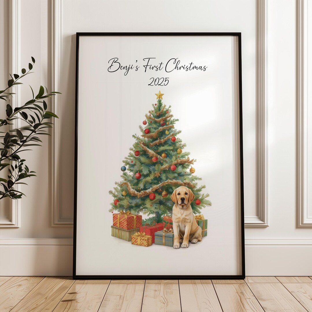 Custom Digital Download Yellow Labrador Christmas Poster, Personalized ...