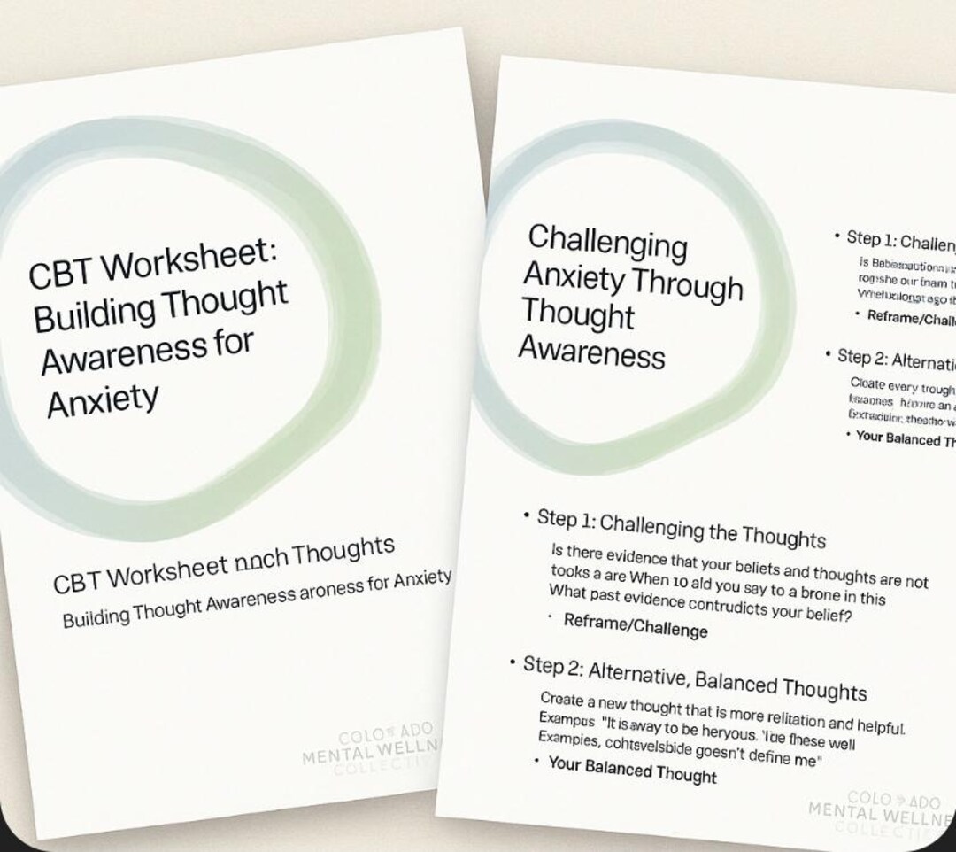 Cognitive Behavioral Therapy Worksheets, CBT Therapy, Thought ...