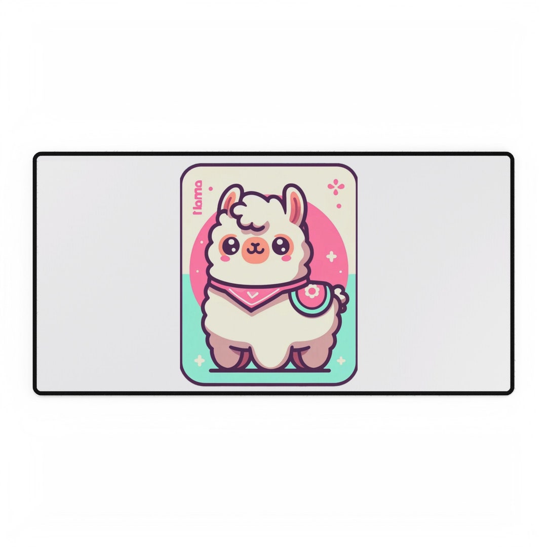 Adorable Chubby Llama Desk Mat Kawaii Cartoon Flower Llama Fun Office ...