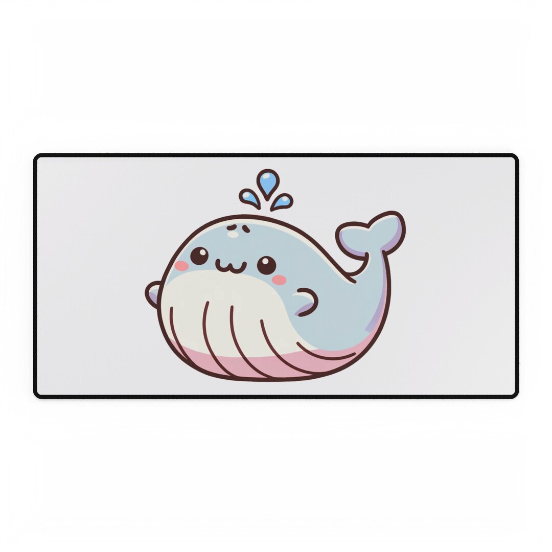 Adorable Chubby Whale Desk Mat Kawaii Cartoon Whale Fun Office and Kids ...