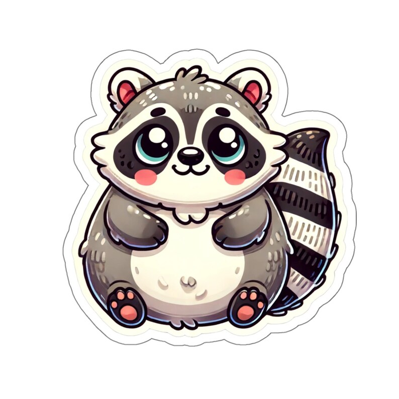 Adorable Chubby Raccoon Sticker Kawaii Cartoon Raccoon Fun Kids and ...
