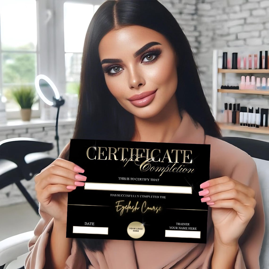 Certificate of Completion | Lash Certificate Template | Black Gold ...