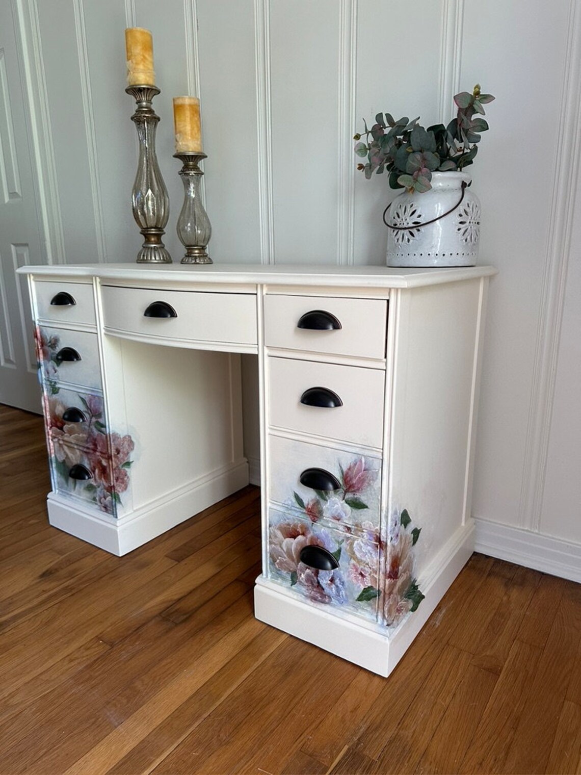 Hand Painted Desk, Floral Desk, Painted Furniture, Desk With Flowers ...