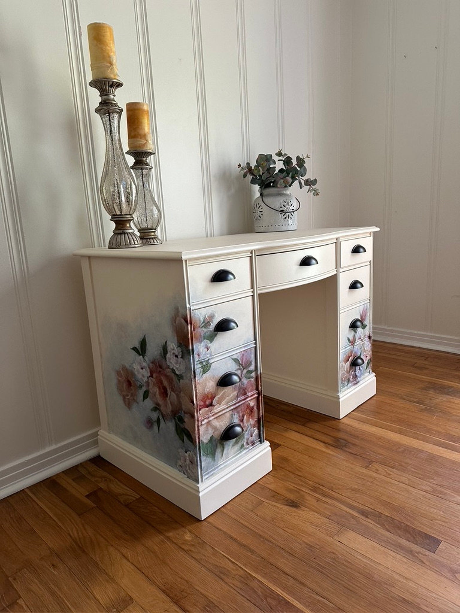 Hand Painted Desk, Floral Desk, Painted Furniture, Desk With Flowers ...