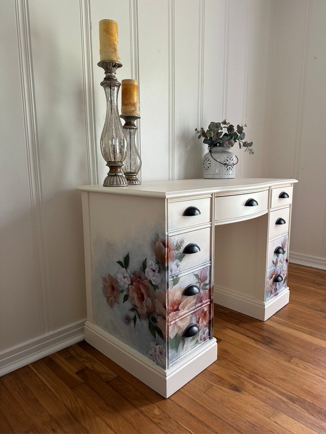 Hand Painted Desk, Floral Desk, Painted Furniture, Desk With Flowers ...