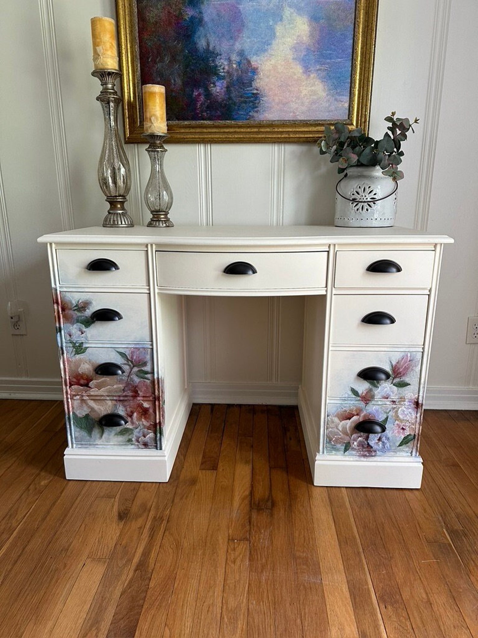 Hand Painted Desk, Floral Desk, Painted Furniture, Desk With Flowers ...