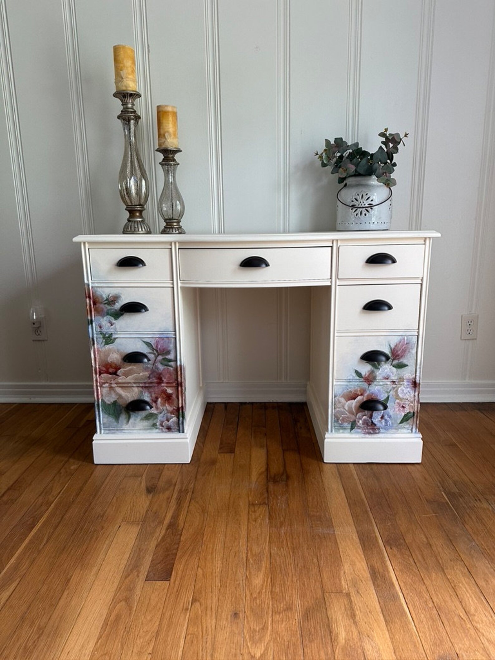 Hand Painted Desk, Floral Desk, Painted Furniture, Desk With Flowers ...