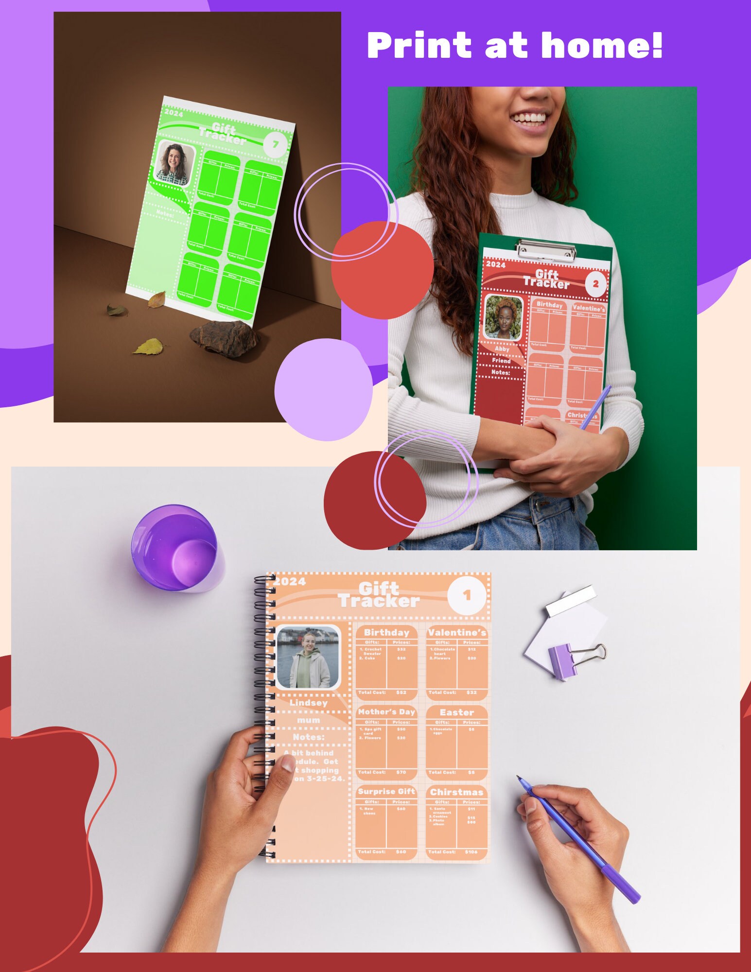 Digital Customizable Printable Gift Planner Tracker Organizer for ...