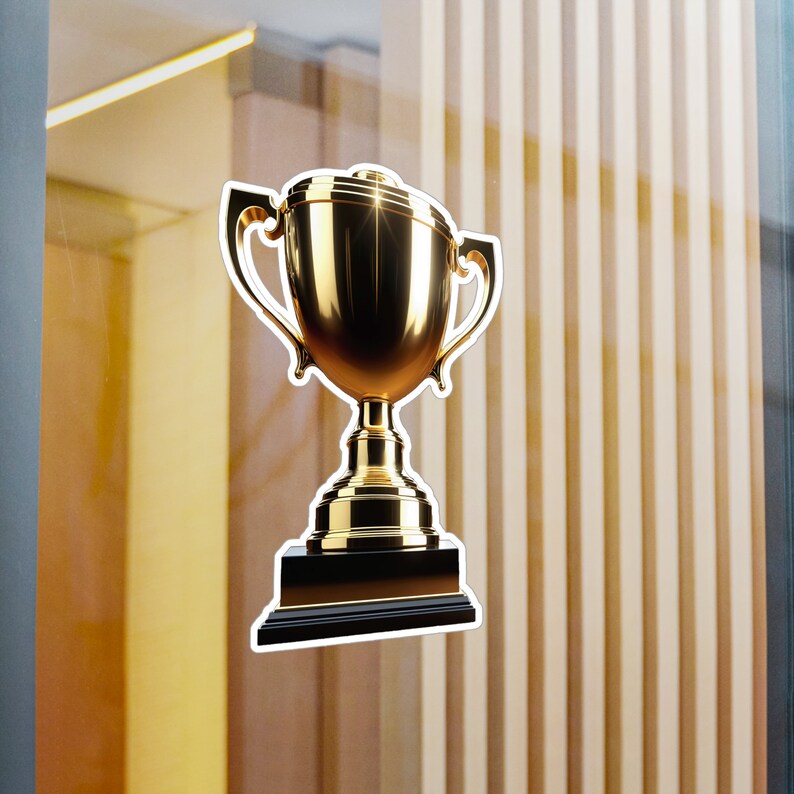 Customizable Golden Trophy Decal, Personalize With Your Text, Vinyl ...