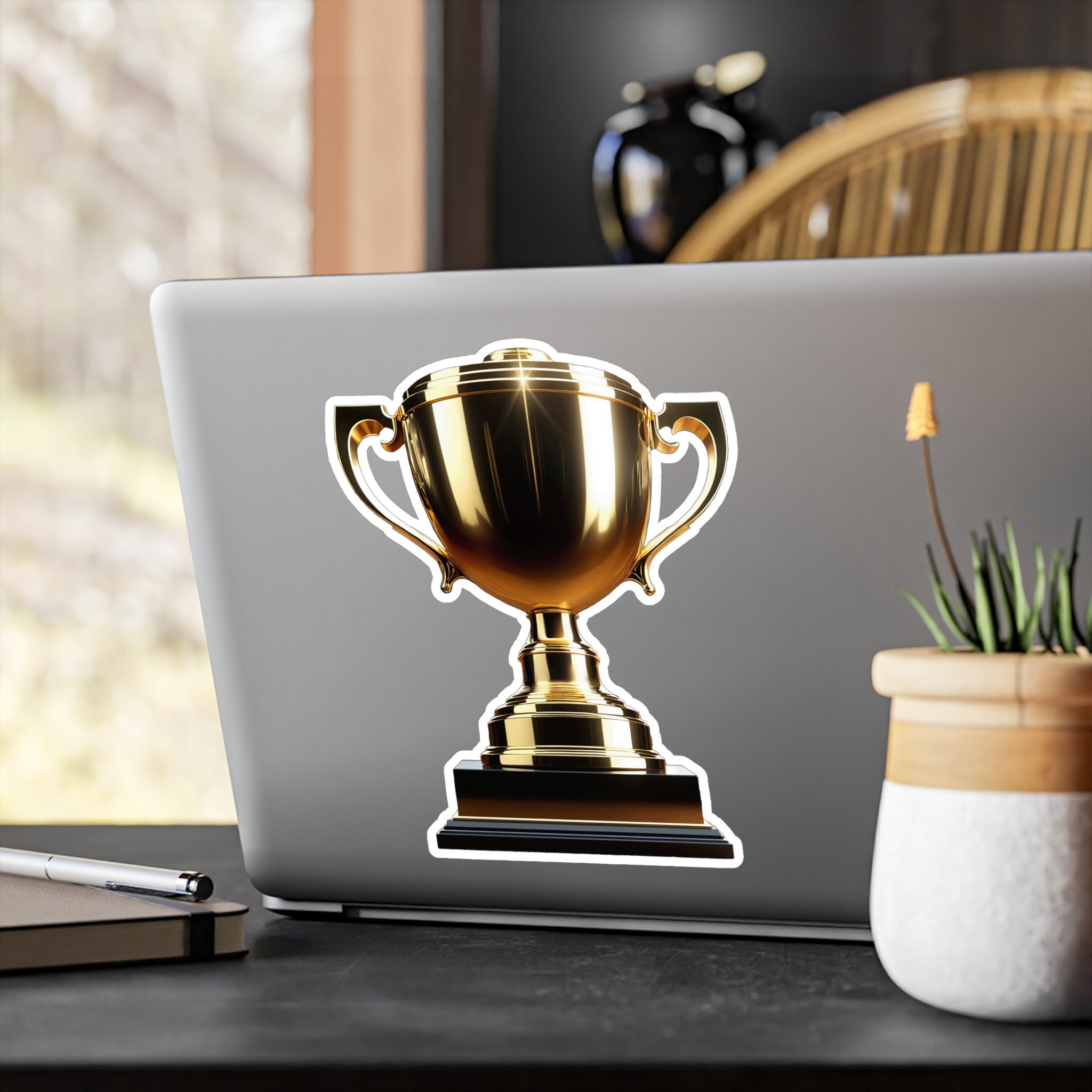 Customizable Golden Trophy Decal, Personalize With Your Text, Vinyl ...