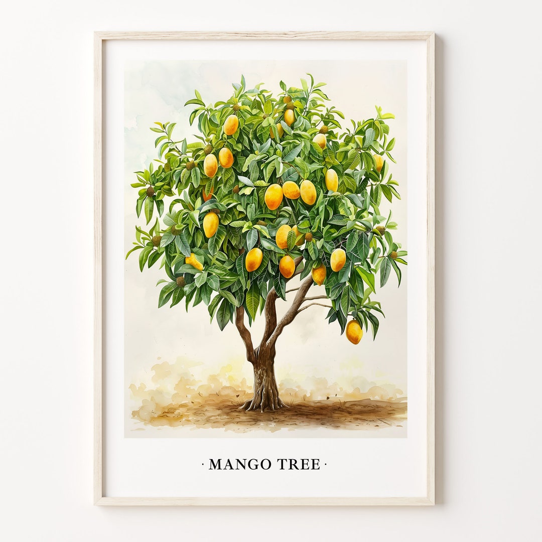 Mango Tree Art Print, Botanical Wall Art Poster, Tropical Home Decor ...