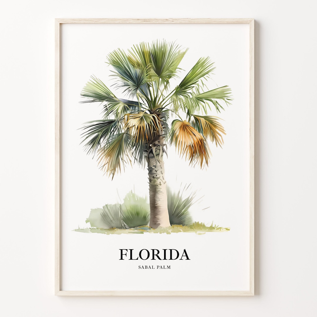 Florida State Tree Art Print, Sabal Palm Tree Wall Art, State Symbol ...