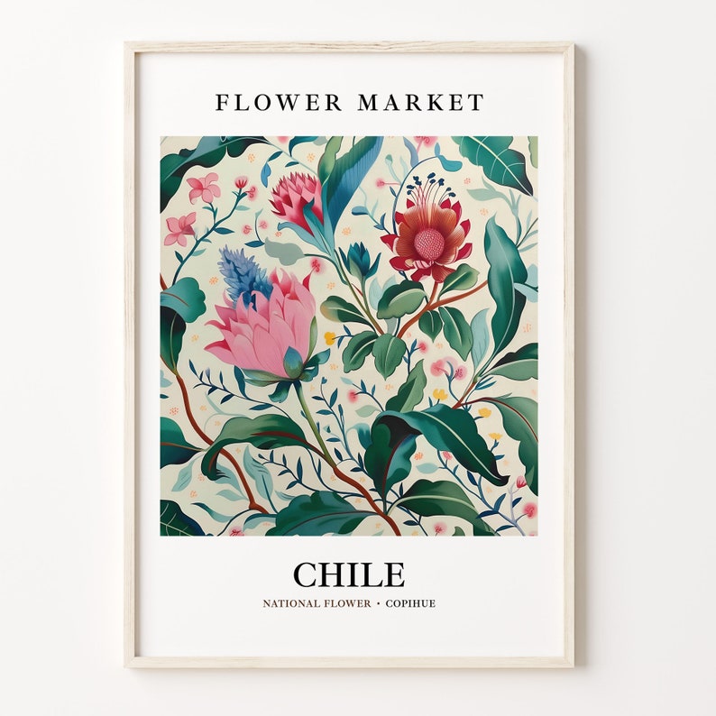 Chile National Flower Art Print, Vintage Cophihue Botanical Artwork ...