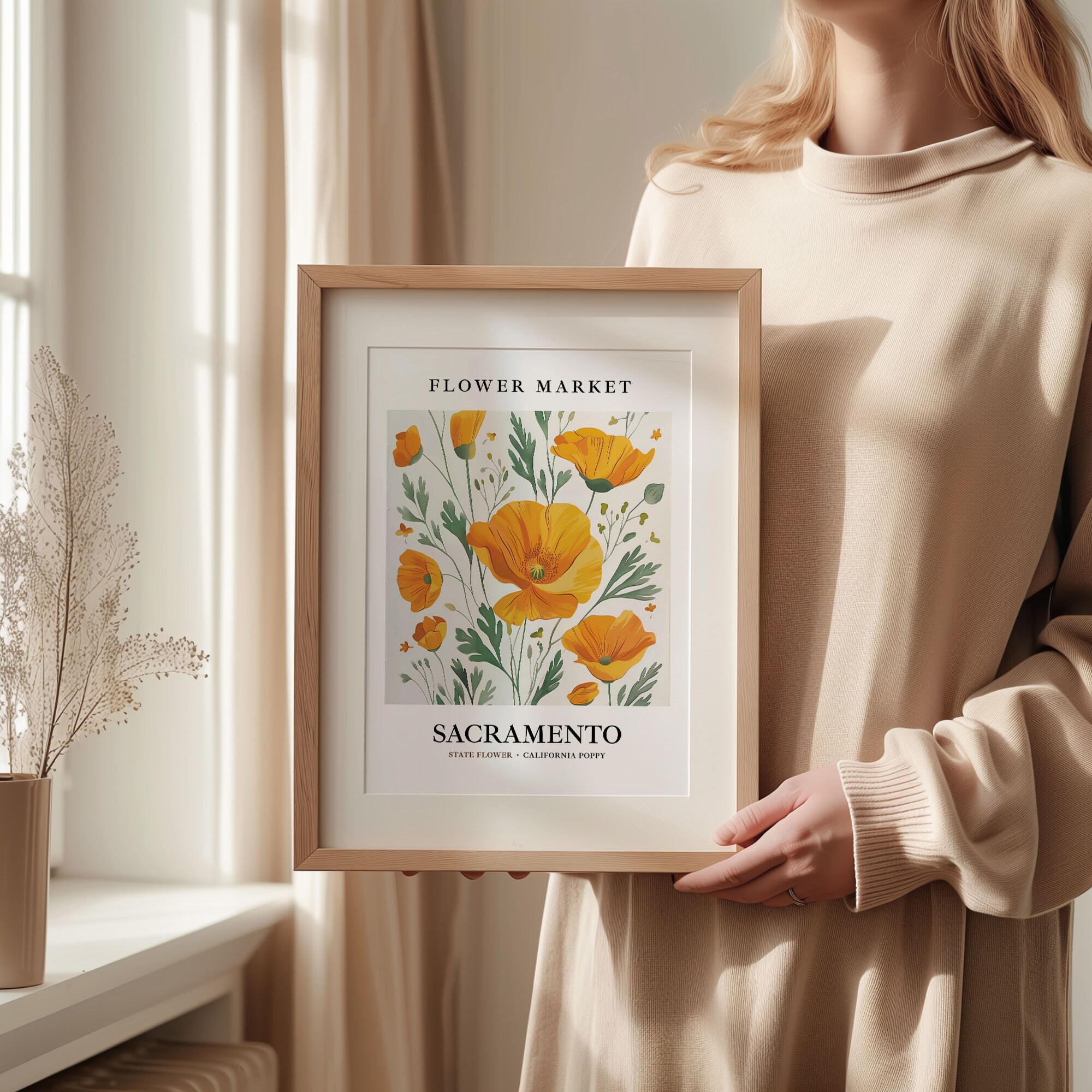 Sacramento Flower Market Art Print, California Poppy Wall Art ...