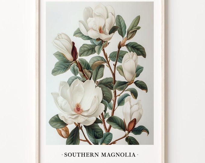 Southern Magnolia Tree Art Print, Southern Magnolia Tree Wall Art ...