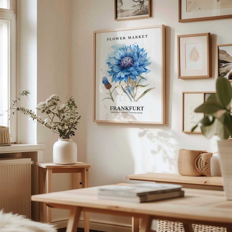 Frankfurt Flower Market Print: Cornflower Botanical Wall Art - Etsy México
