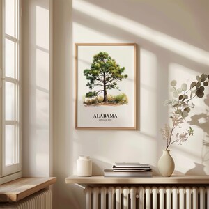 Alabama Longleaf Pine Tree Art Print: State Symbol Wall Decor - Etsy