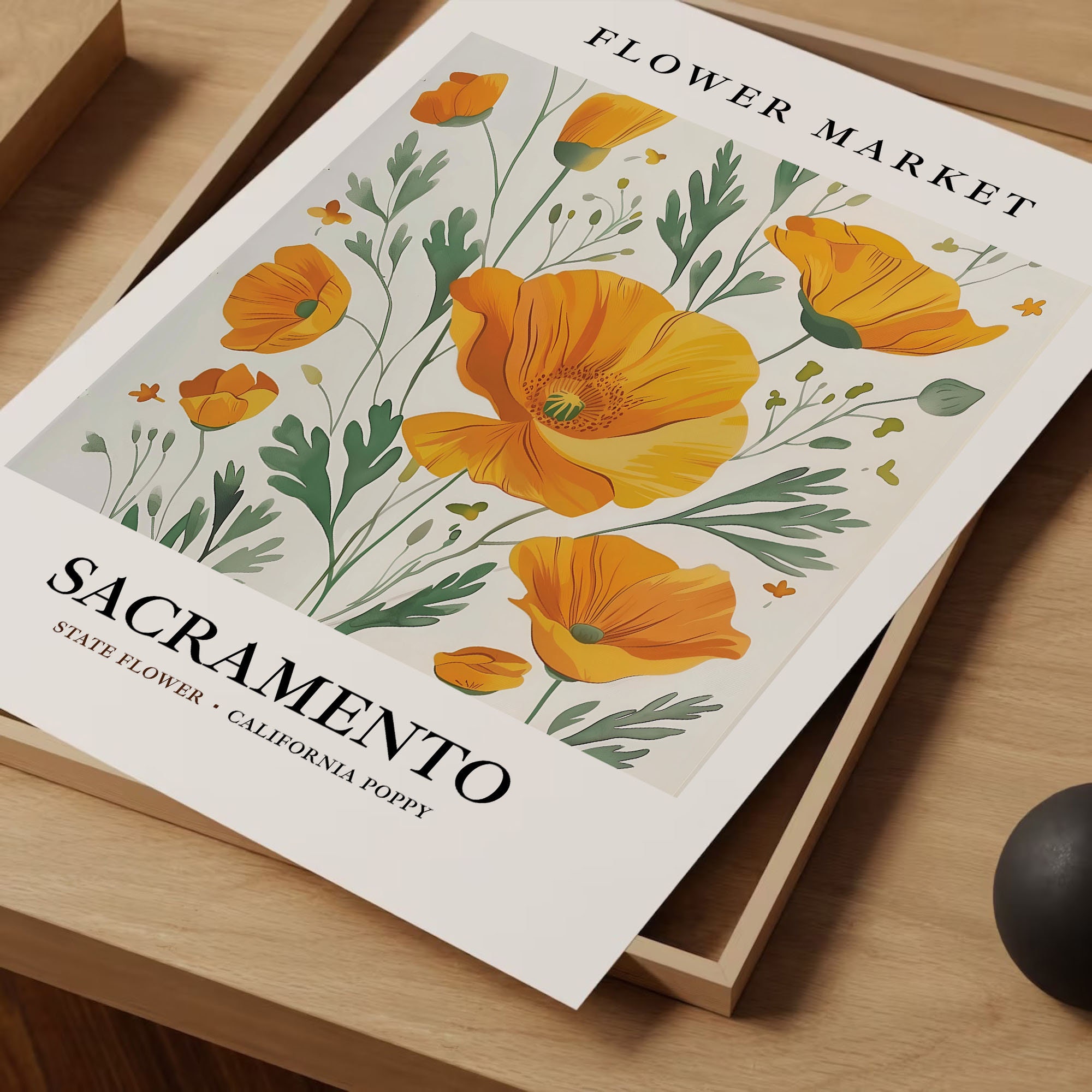Sacramento Flower Market Art Print, California Poppy Wall Art ...