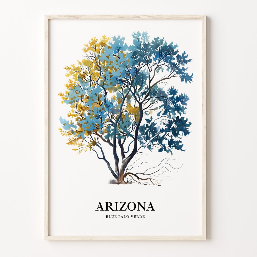 Arizona State Tree Art Print, Blue Palo Verde Tree Wall Art, Arizona ...