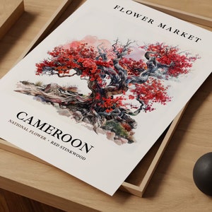 Cameroon Flower Market Art Print, Red Stinkwood Wall Art, Botanical ...